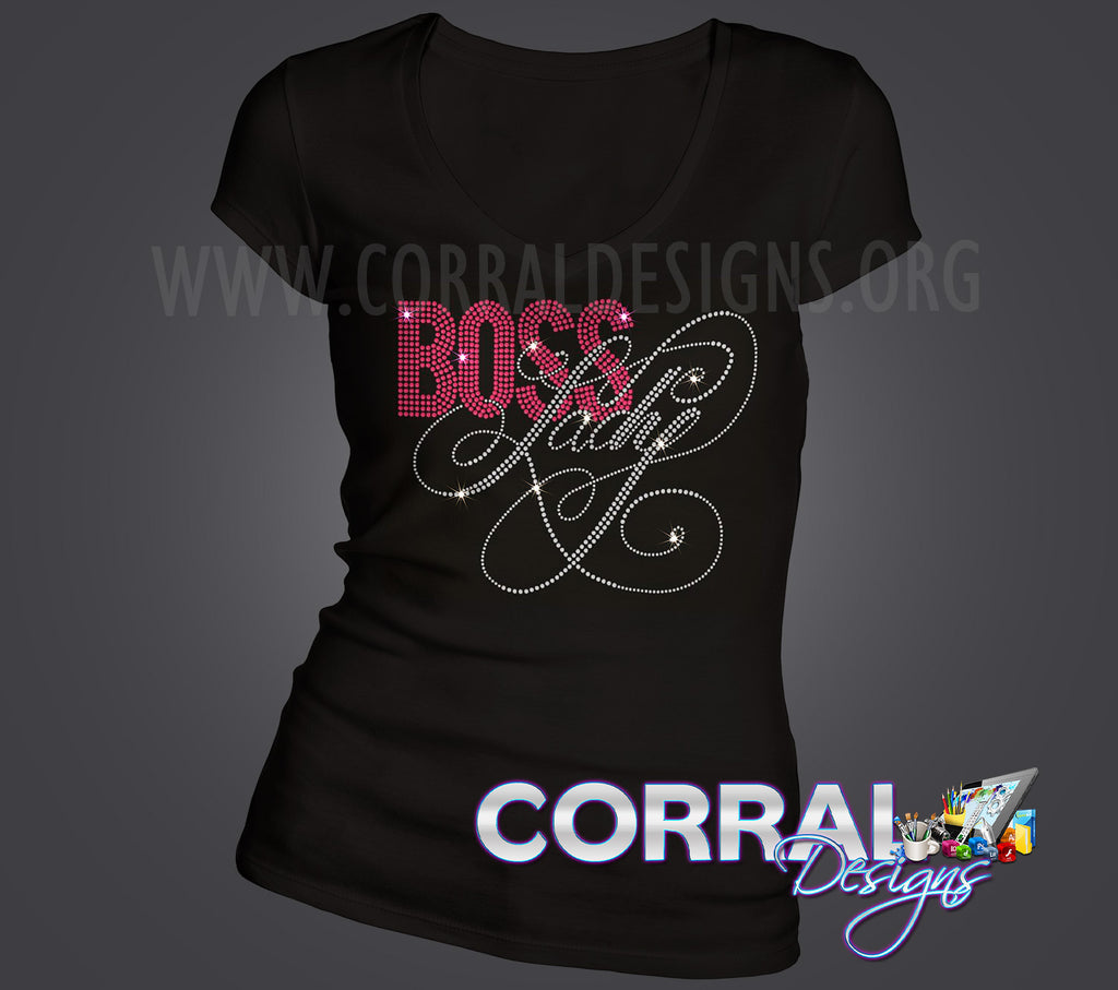 Boss Lady Black Tee | Boss Lady Printed Tee | Corral Designs